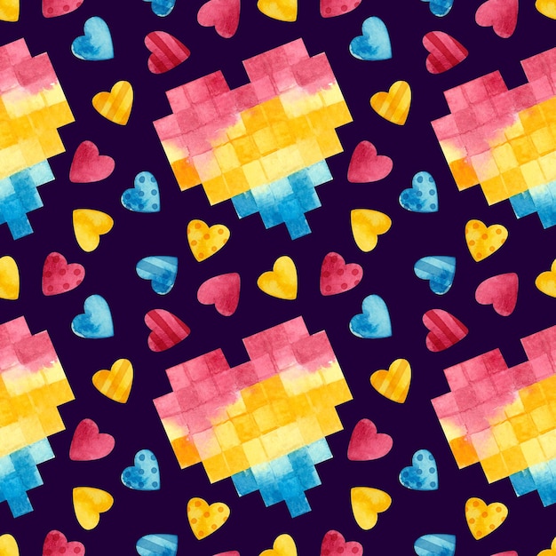 Vibrant Heart-Shaped Pixel Art Pattern | Jiffy Designs