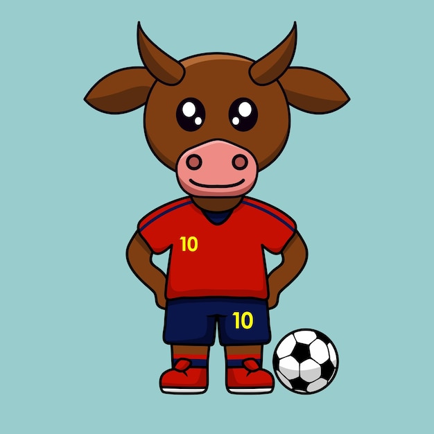 Adorable Cartoon Cow Soccer Player with Ball | Jiffy Designs