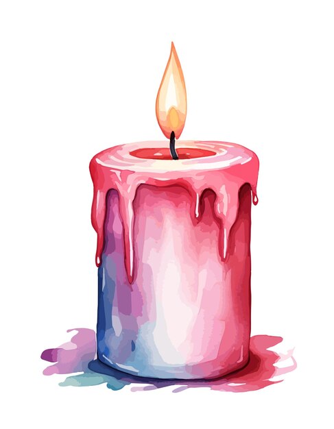 Vibrant Wax Candle with Dripping Wax in Watercolor | Jiffy Designs