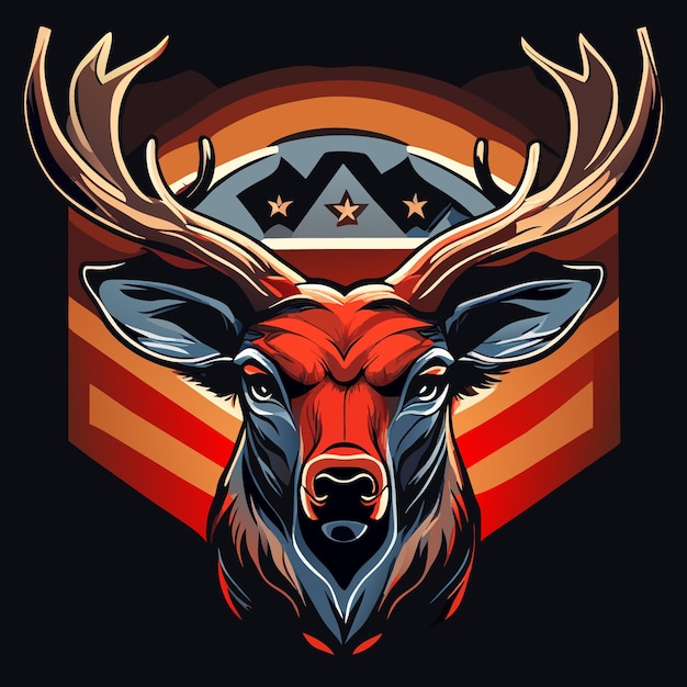 Majestic Stag Emblem with Vibrant Sunset Backdrop | Jiffy Designs