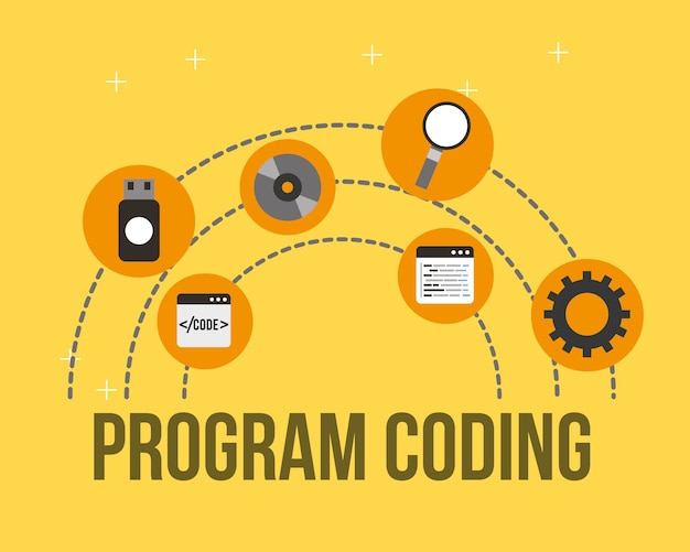 Vibrant Coding Process Illustration with Gear and Text Elements | Jiffy ...