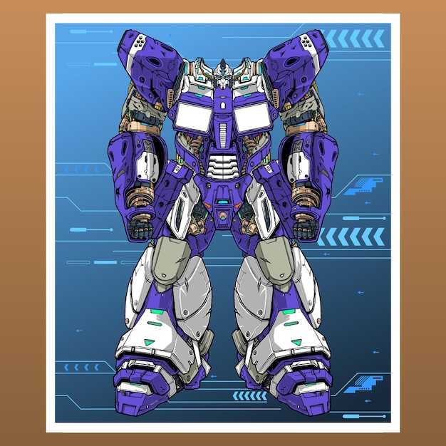 Futuristic Mech Warrior in Striking Purple and Silver | Jiffy Designs