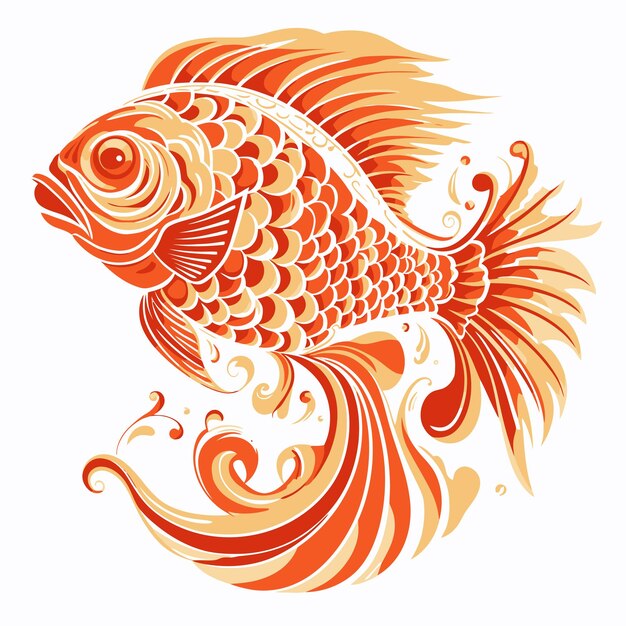 Vibrant Koi Fish Illustration with Swirling Waves | Jiffy Designs