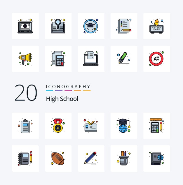 Vibrant Collection of High School Themed Iconography | Jiffy Designs