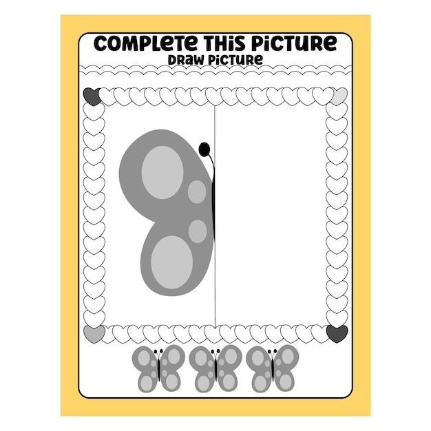 Whimsical Polka Dot Butterfly and Hearts Coloring Page | Jiffy Designs