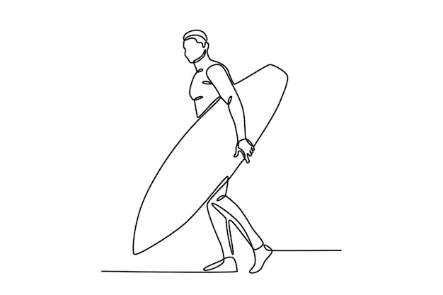 Stylized Surfer Carrying Surfboard on Beach | Jiffy Designs