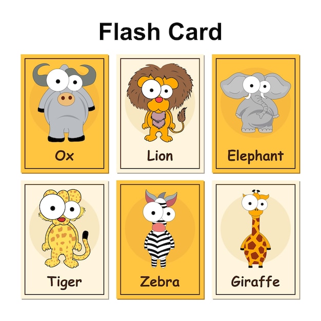 Charming Animal Flash Card Collection with Playful Illustrations ...