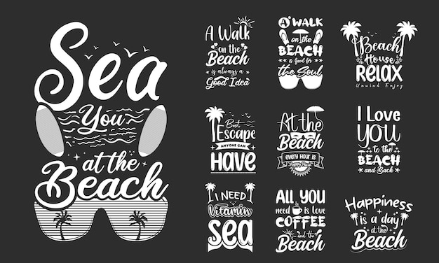 Diverse Beach-Themed Typography and Graphic Collection | Jiffy Designs
