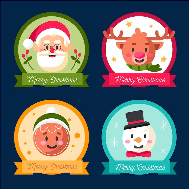 Festive Collection of Cheerful Christmas Characters in Circular Frames ...