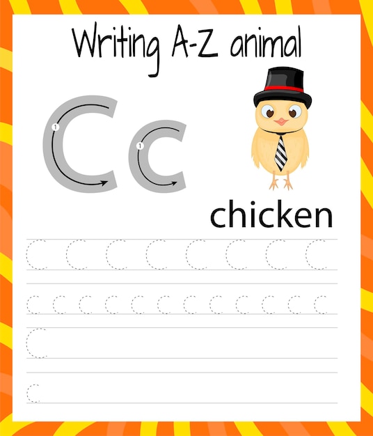 Charming Chicken Illustration Teaches Letter C Writing | Jiffy Designs