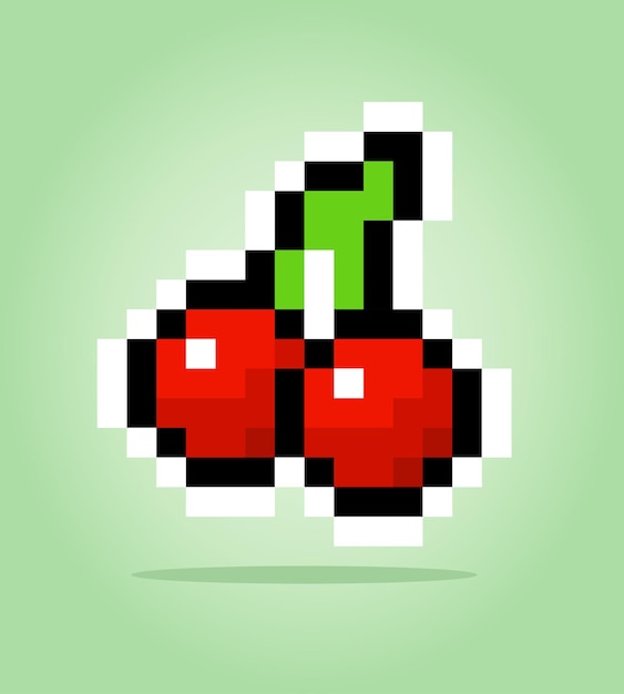 Vibrant Pixel Art Cherries with Lush Leaves | Jiffy Designs