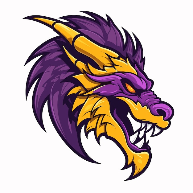 Fierce and Fearsome Purple Dragon Head Illustration | Jiffy Designs