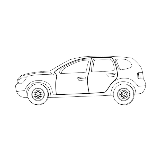 Minimalist Outline of a Compact SUV Vehicle | Jiffy Designs