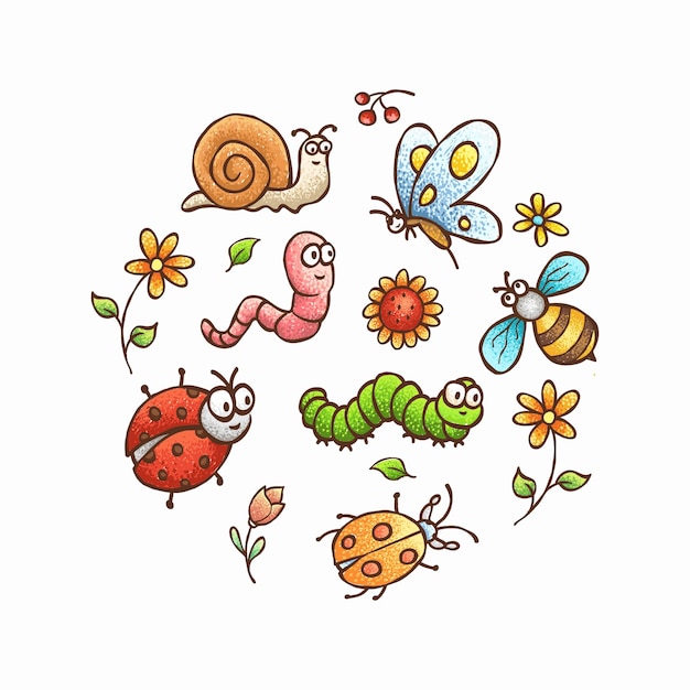 Delightful Doodle of Charming Critters and Whimsical Blooms | Jiffy Designs