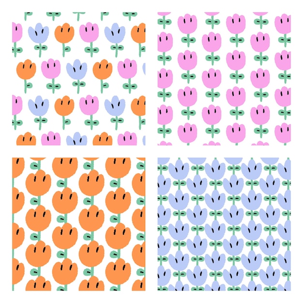 Vibrant Floral Pattern Collection with Tulips and Butterflies | Jiffy ...