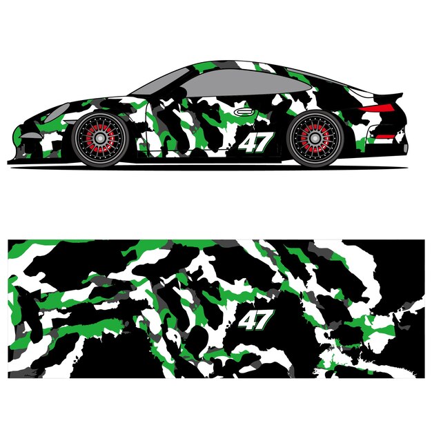 Striking Camouflage Race Car Design with Bold Accents | Jiffy Designs