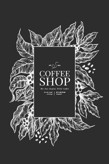 Elegant Coffee Shop Signage with Detailed Botanical Leaves | Jiffy Designs