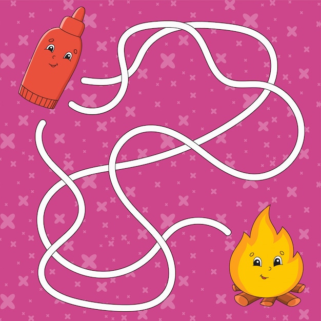 Playful Flame and Bottle Maze on Starry Pink Background | Jiffy Designs