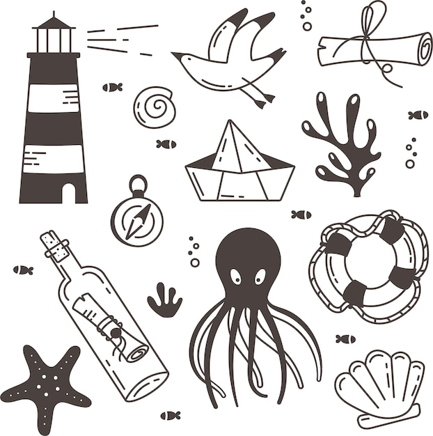 Nautical Themed Collection of Iconic Coastal Illustrations | Jiffy Designs