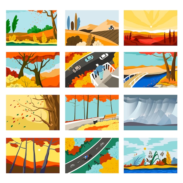 Vibrant Desert Landscape Illustrations with Diverse Color Palettes ...