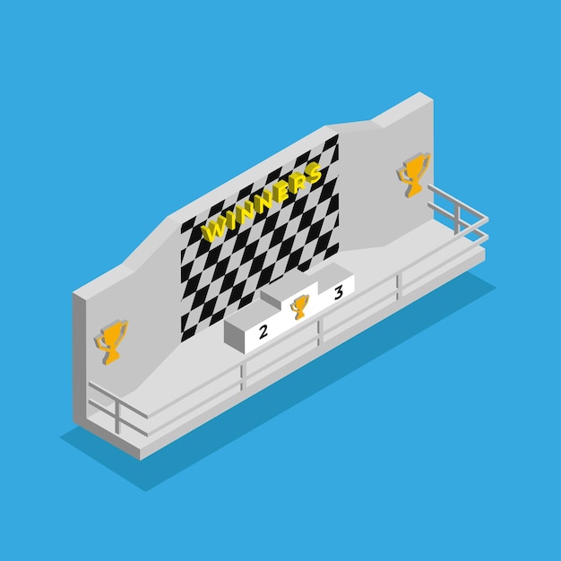 Vibrant Checkered Podium with Trophy Icons | Jiffy Designs