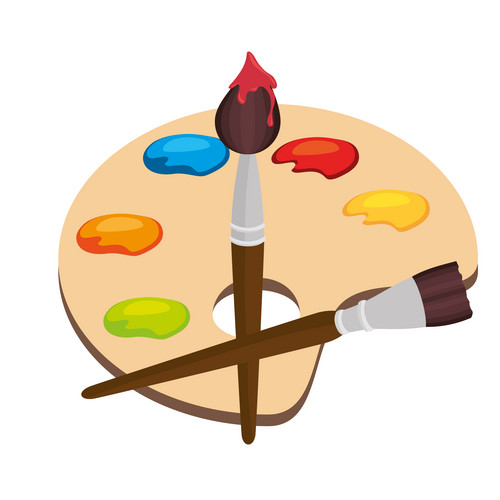 Cartoon Pallette Paint Color Brush Isolated Graphic Vector Illustration ...