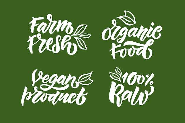Vibrant Handwritten Organic Food Slogans on Green Background | Jiffy ...
