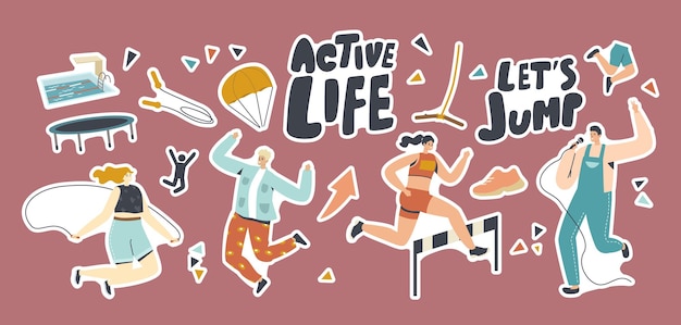 Vibrant Collection of Active Lifestyle Stickers and Illustrations ...