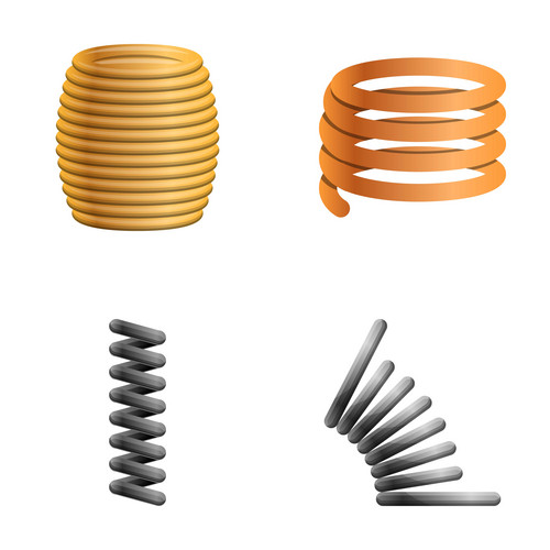 Metal Spring Icons Set Cartoon Vector. Repair Work. Detail, Spare Part ...