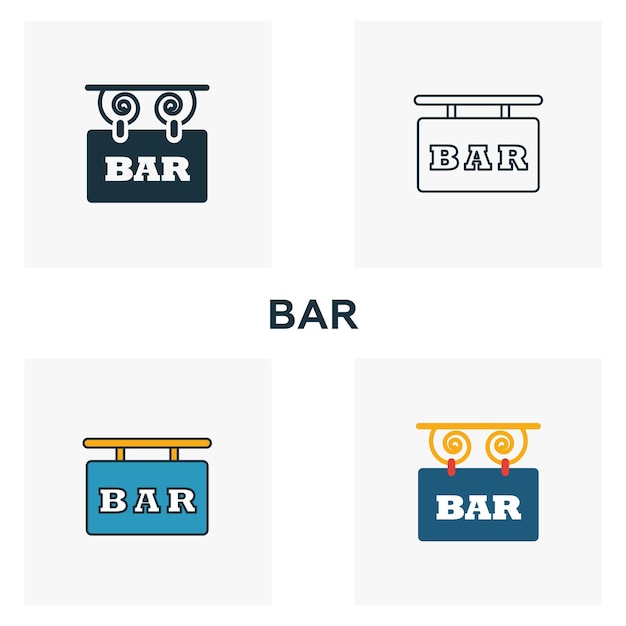 Diverse Collection of Stylized Bar Signage Elements | Jiffy Designs