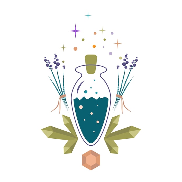 Whimsical Potion Bottle with Mystical Floral Elements | Jiffy Designs