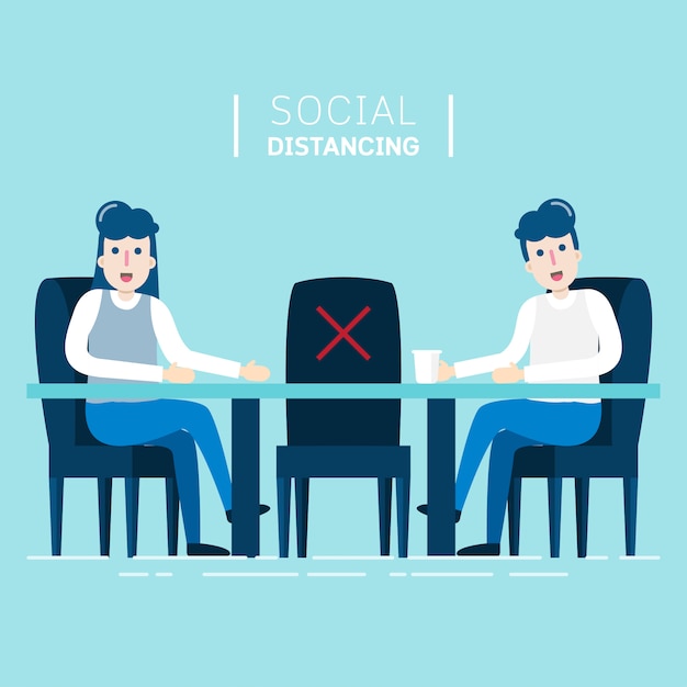 Two people maintaining safe distance in office setting | Jiffy Designs