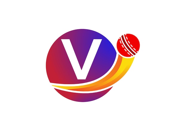 Vibrant V Emblem with Cricket Ball Icon | Jiffy Designs