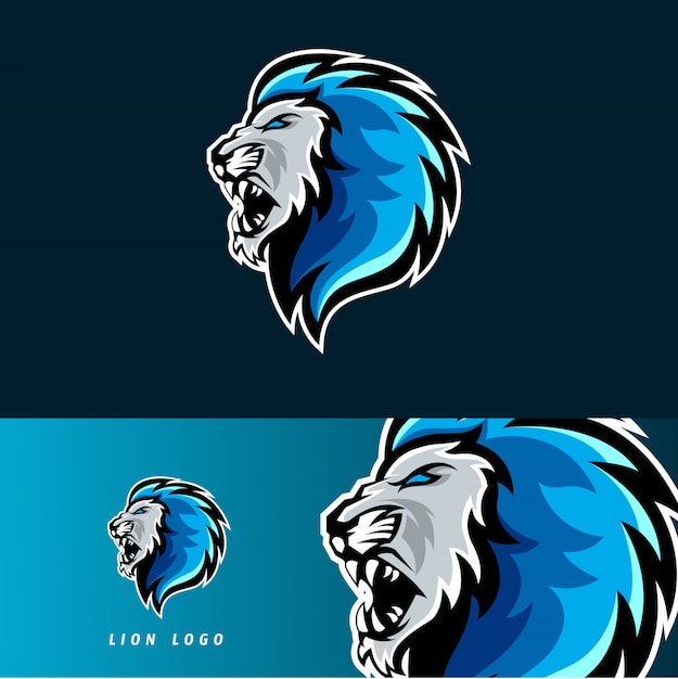 Powerful Blue Lion Mascot Logo with Fierce Roaring Expression | Jiffy ...