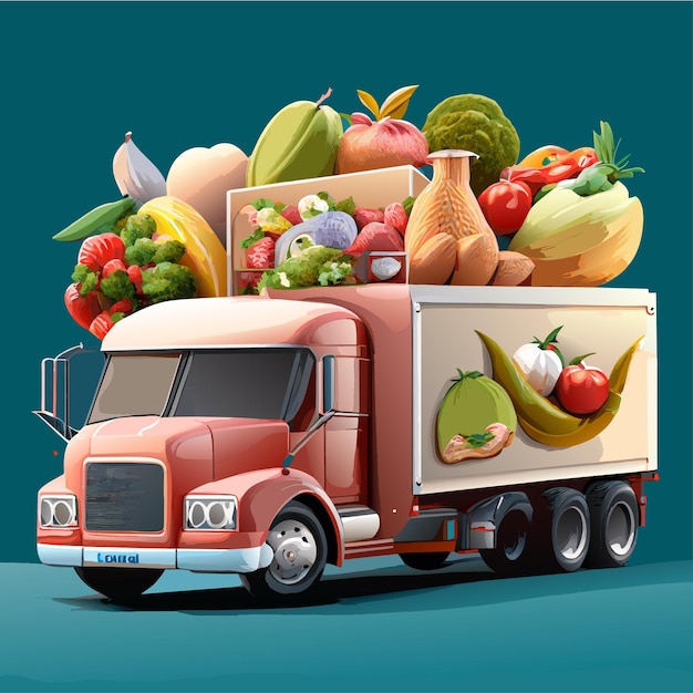 Vibrant Produce Delivery Truck Filled with Fresh Fruits and Vegetables ...