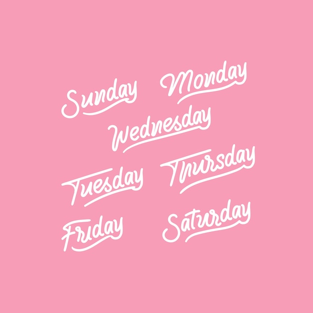 Elegant Cursive Weekday Text on Vibrant Pink Background | Jiffy Designs