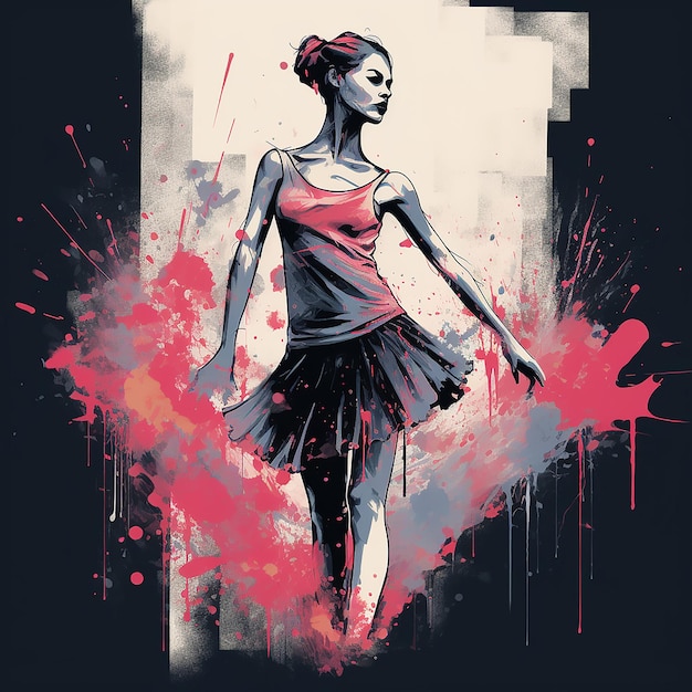 Graceful Dancer in Vibrant Splash of Color | Jiffy Designs