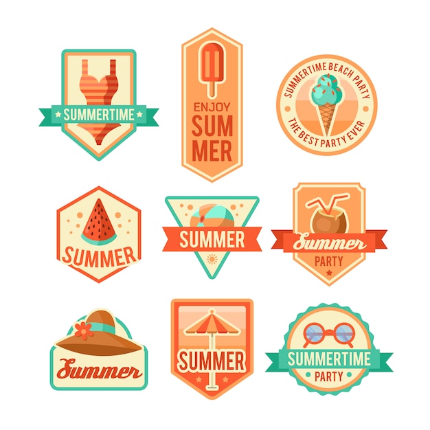 Vibrant Summer-Themed Graphic Collection with Diverse Iconography ...