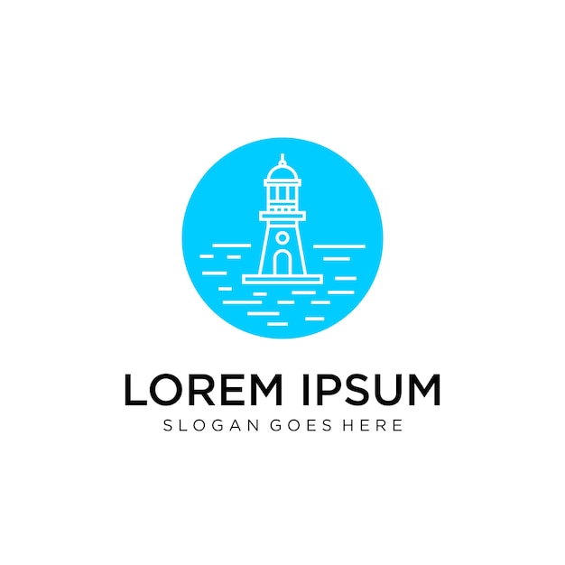 Lighthouse Logo with Waves and Slogan Placeholder | Jiffy Designs