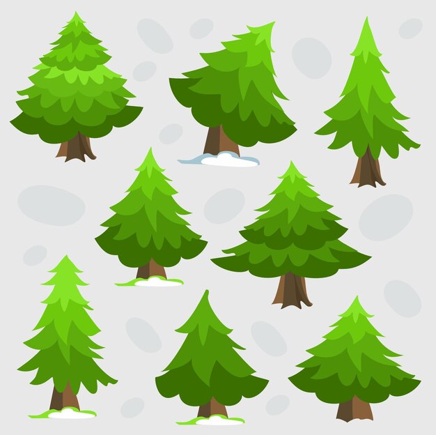 Vibrant Collection of Stylized Evergreen Trees | Jiffy Designs