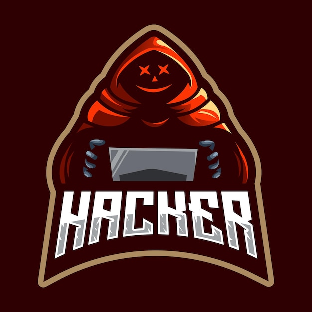 Powerful Hacker Emblem with Glowing Red Mask | Jiffy Designs