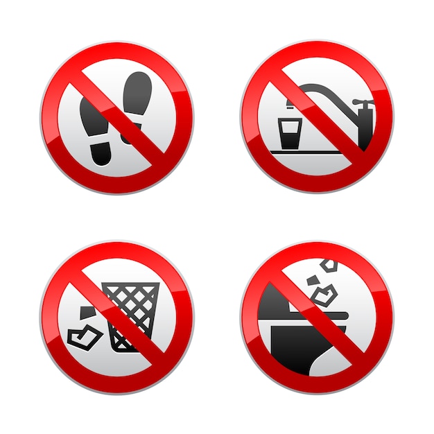 Prohibition Signs Depicting Forbidden Activities in Circles | Jiffy Designs