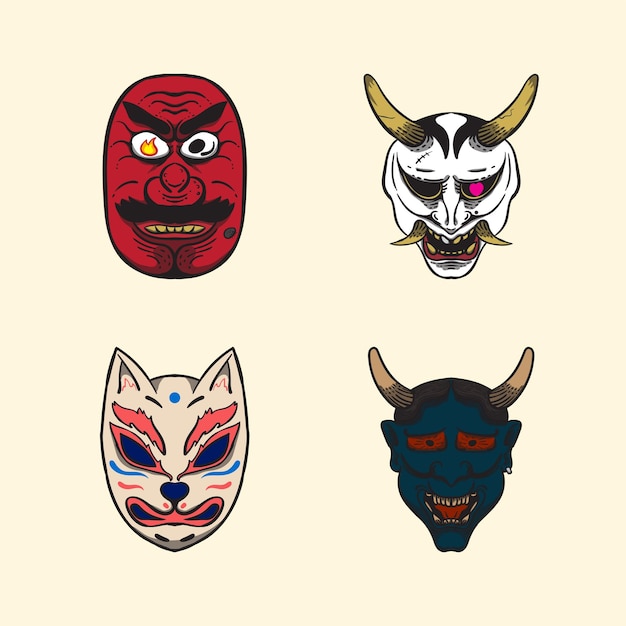 Vibrant Demonic Masks: Expressive Faces of Japanese Folklore | Jiffy ...