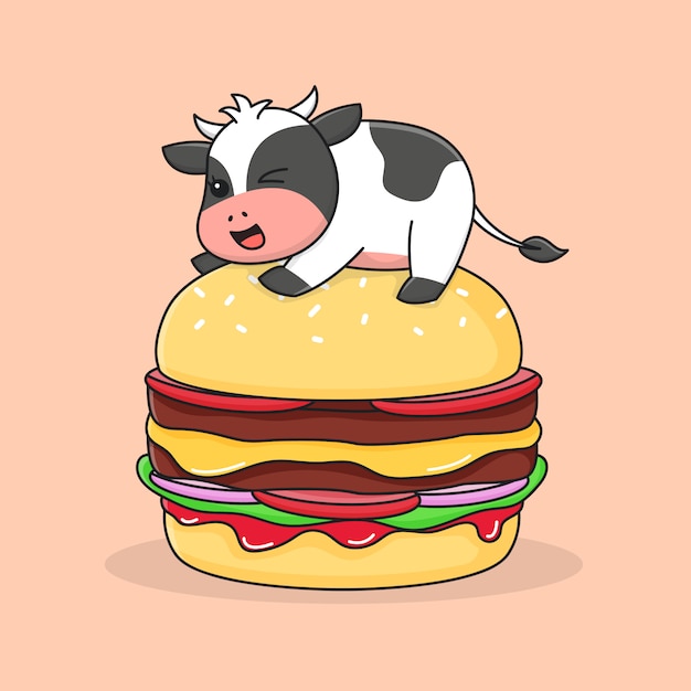Adorable Cow Lounging on a Delicious Burger | Jiffy Designs