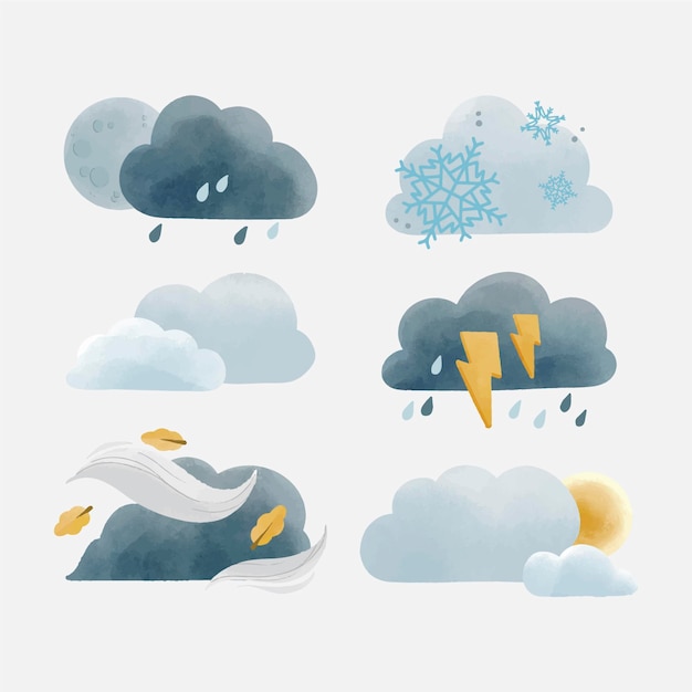 Vibrant Weather Icon Collection: Diverse Atmospheric Visuals | Jiffy ...
