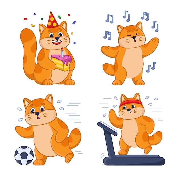 Vibrant Collection of Playful and Expressive Cat Illustrations | Jiffy ...