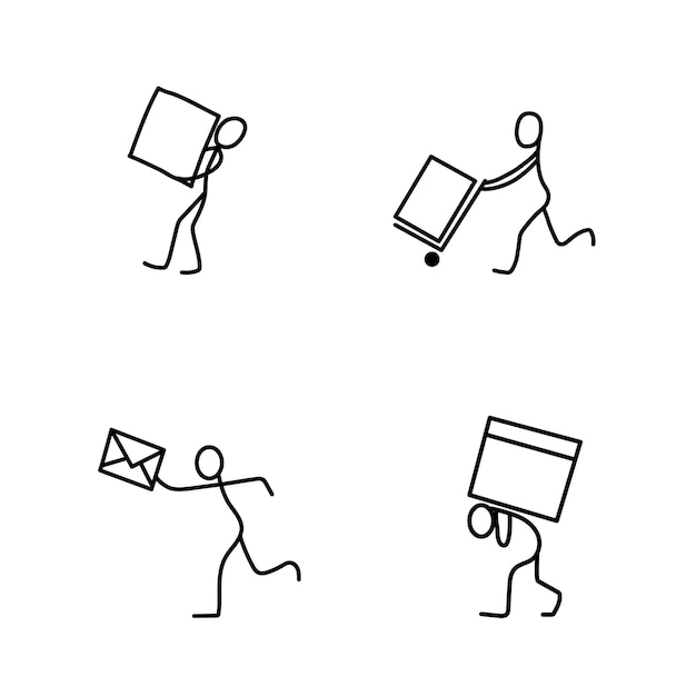 Playful Stick Figure Silhouettes Carrying Various Objects | Jiffy Designs