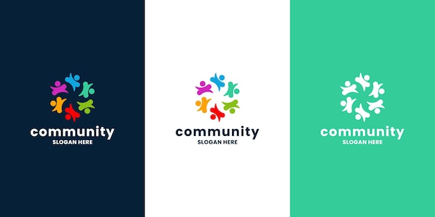 Vibrant Community Emblem with Interconnected People Symbols | Jiffy Designs