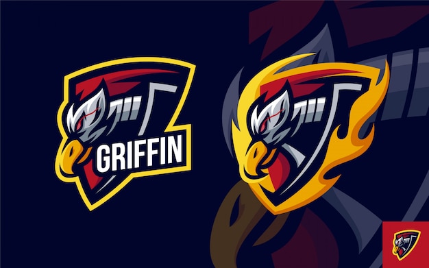 Fierce Griffin Emblem with Fiery Crest and Wordmark | Jiffy Designs