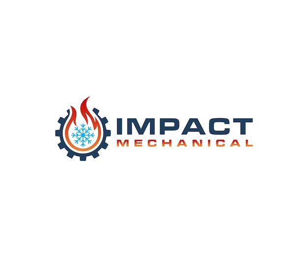 Fiery Gears and Mechanical Prowess: Impact Mechanical Logo | Jiffy Designs